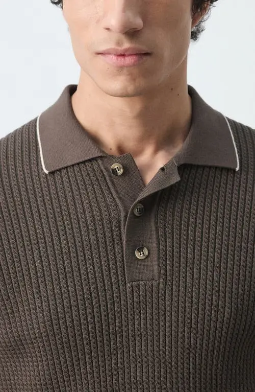 Mango Fine Knit Herringbone Polo