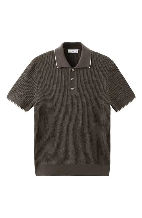 Mango Fine Knit Herringbone Polo
