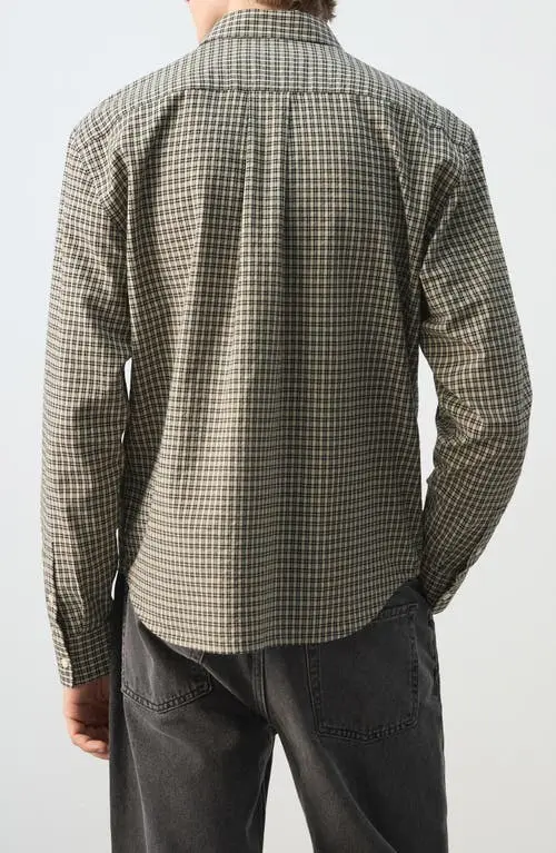 Mango Regular Fit Check Cotton Blend Button-up Shirt - Beige