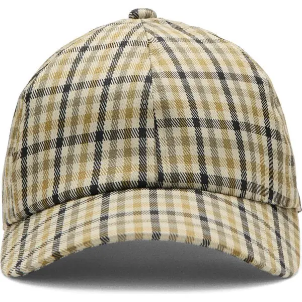 Mango Check Patterned Cap - Medium Brown