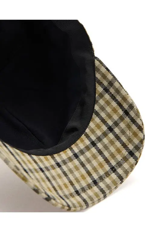Mango Check Patterned Cap - Medium Brown