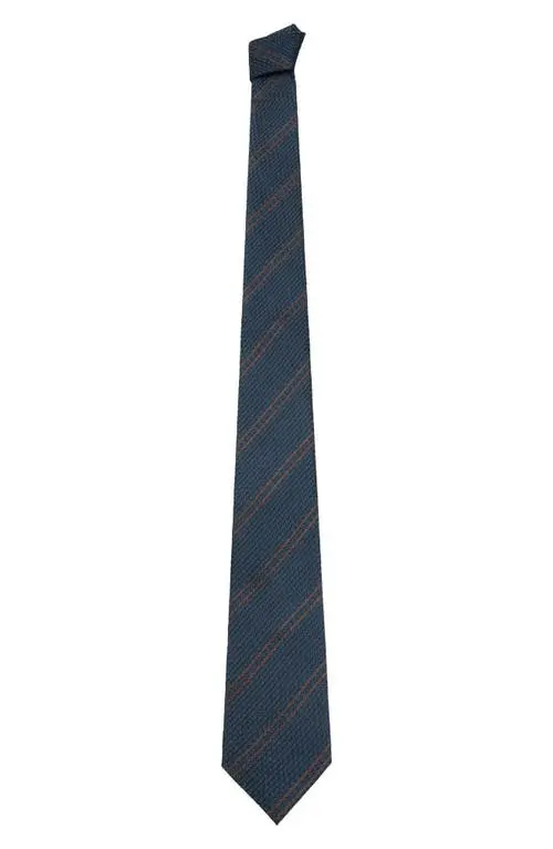 Mango Silk Microstructure Necktie - Navy