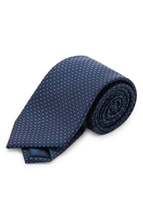Mango Silk Blend Tie - Navy