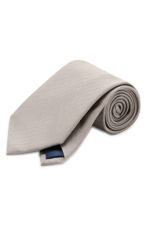 Mango Silk Blend Microstructure Tie - Beige