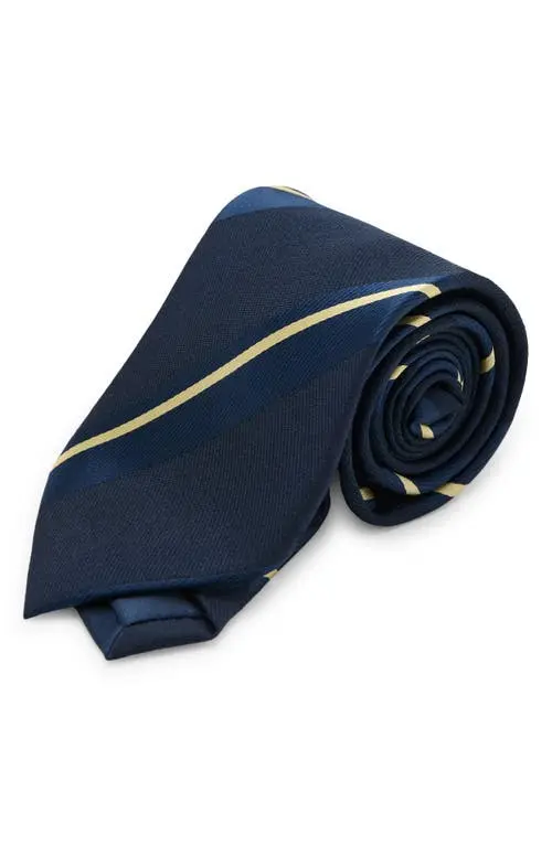 Mango Combined Stripe Tie - Navy