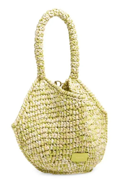Khaite Mini Lotus Raffia Tote - Citron/white