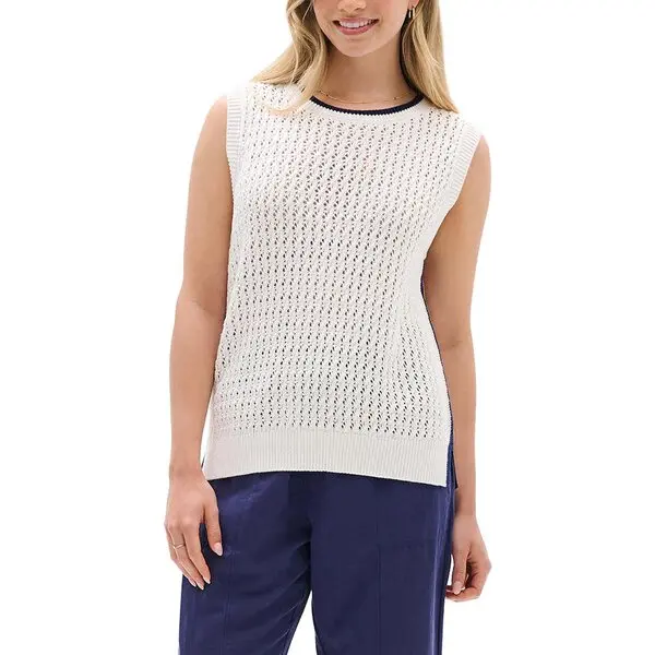 HATLEY Cotton Sweater Tank - White