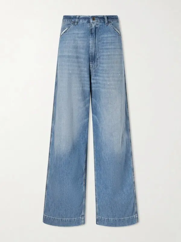 MAISON MARGIELA Distressed Mid-rise Wide-leg Jeans - Blue
