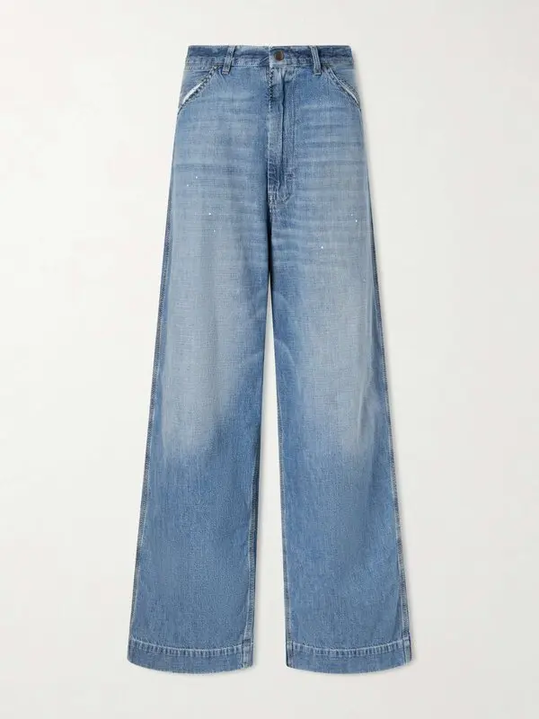MAISON MARGIELA Distressed Mid-rise Wide-leg Jeans - Light Blue