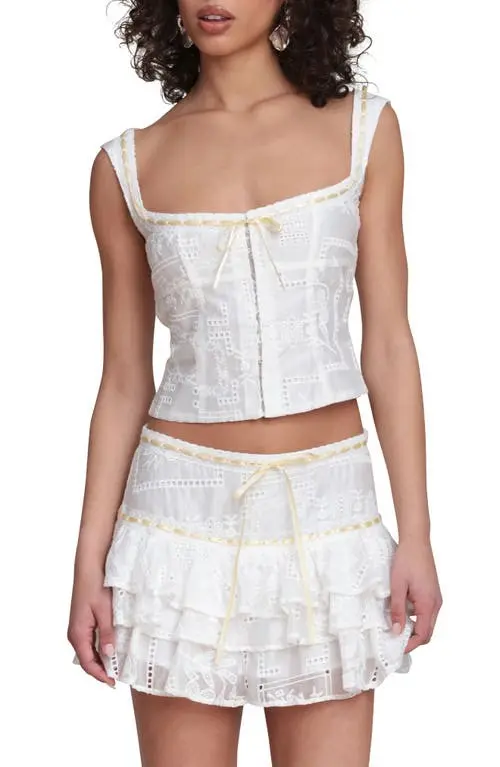 Avec Les Filles Embroidered Bustier Top - White