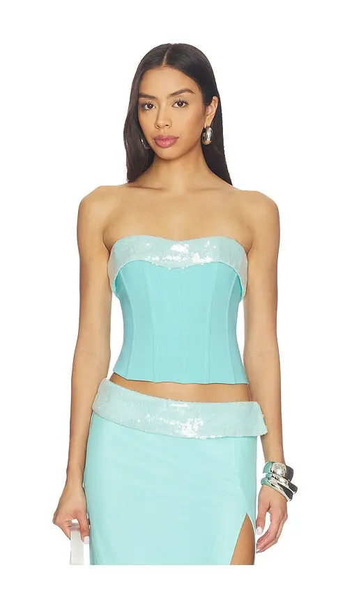 TIGER MIST Sequin Bust Corset - Aqua