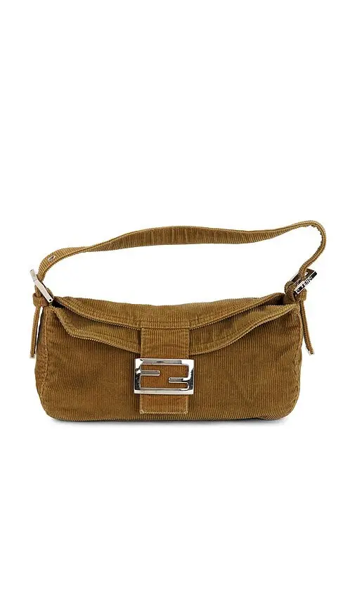FWRD RENEW Fendi Corduroy Baguette Shoulder Bag - Tan