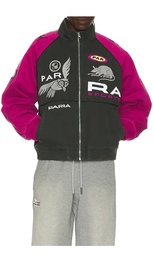 PARRA Owl Meets Rat Racing Jacket - Purple Pink