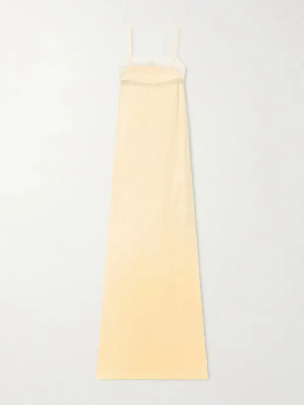 COLLEEN ALLEN Silk-satin Gown With Lace Trim - Orange