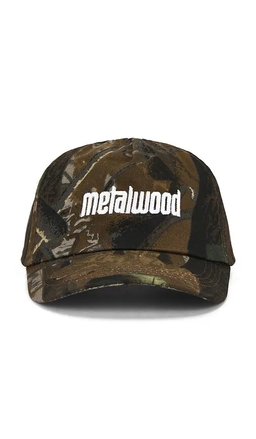 METALWOOD STUDIO Metal Logo 5-panel Hat In Army - Real Leaf Camo & White
