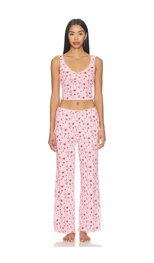 Free People X Intimately Fresh In Love Lounge Set - Pink Chalk Combo