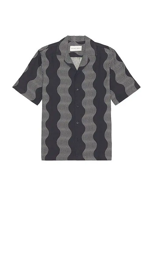Frescobol Carioca Roberto Linen Shirt In Blue - Navy