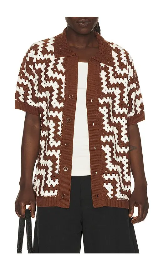 Frescobol Carioca Pinto Cotton Crochet Cardigan - Brown