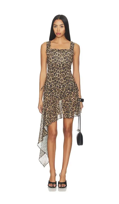 Miaou Imogene Asymmetrical Hem Dress - Leopard