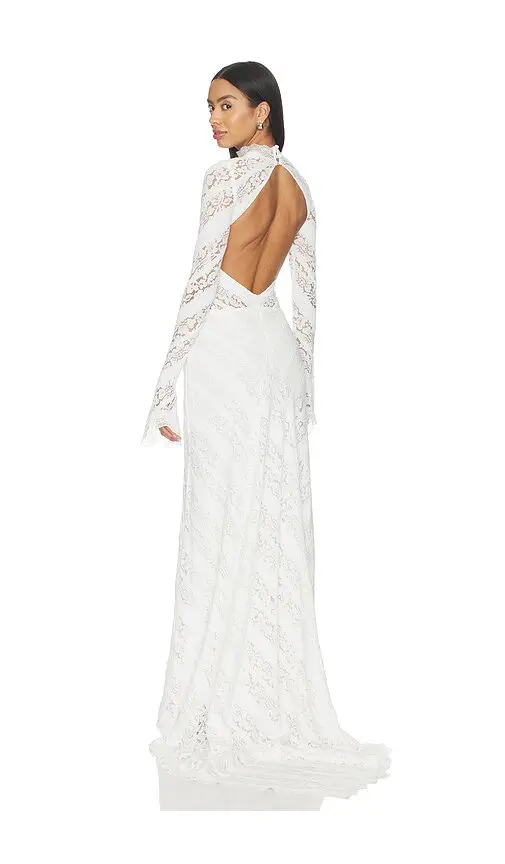 Bec & Bridge Henrietta Long Sleeve Gown - White