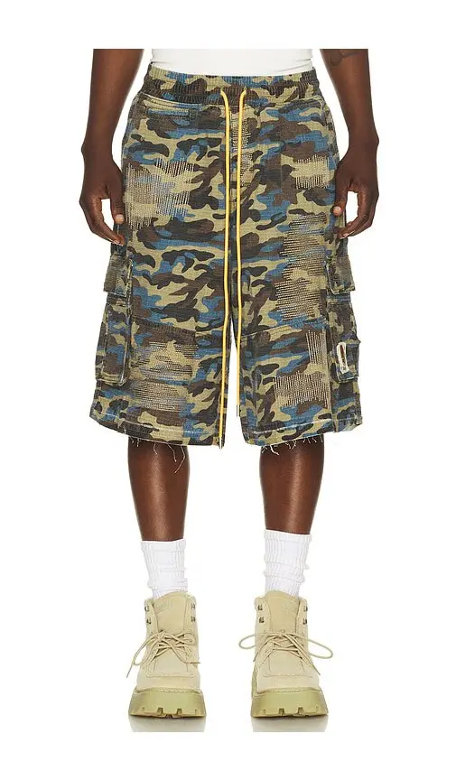 DIET STARTS MONDAY Camo Ripstop Cargo Shorts - Blue