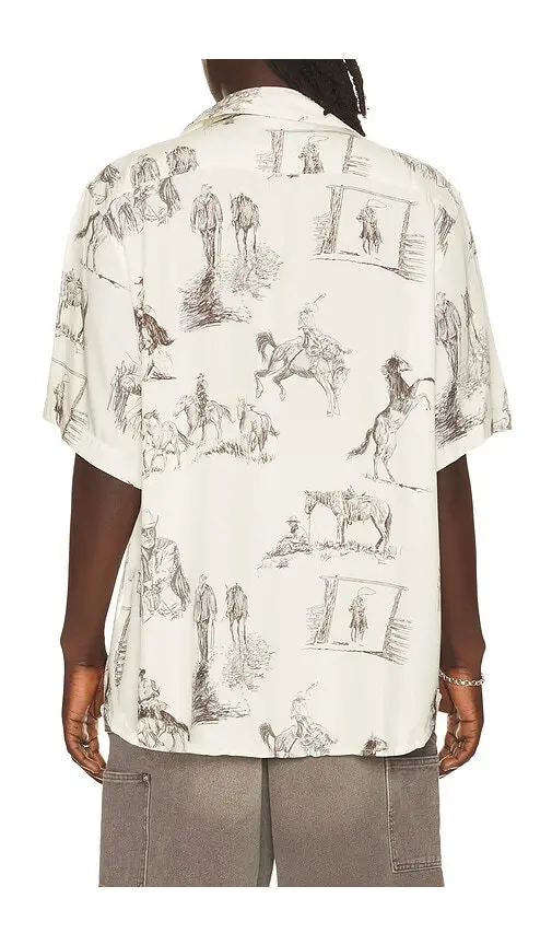 ONE OF THESE DAYS Charcoal Montage Camp Shirt In Ivory - Bone