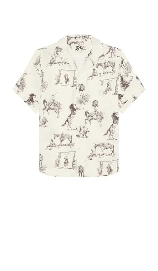 ONE OF THESE DAYS Charcoal Montage Camp Shirt In Ivory - Bone