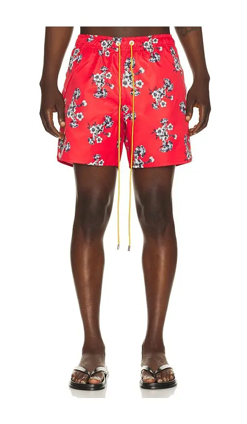 Rhude Turbo Floral Swim Short - Red  White  & Multi