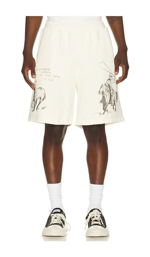 ONE OF THESE DAYS Fleece Sweat Shorts - Bone