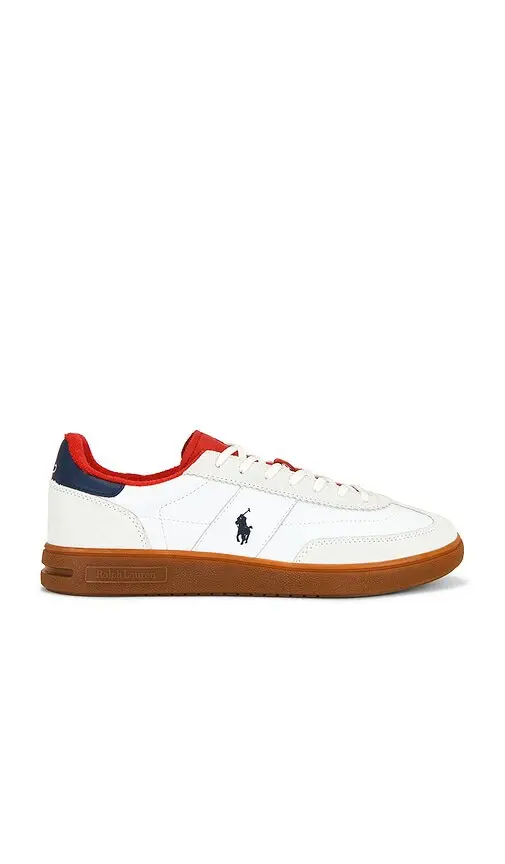 Polo Ralph Lauren Bedford Leather & Suede Low Top Sneaker - White  Spring Navy  & Bistro Red