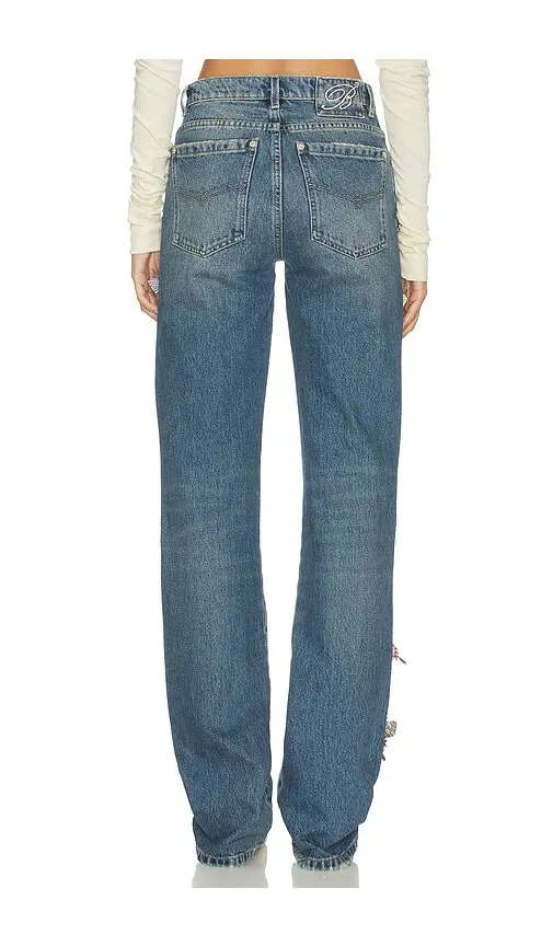 Blumarine Butterfly Embellished Boyfriend Jeans