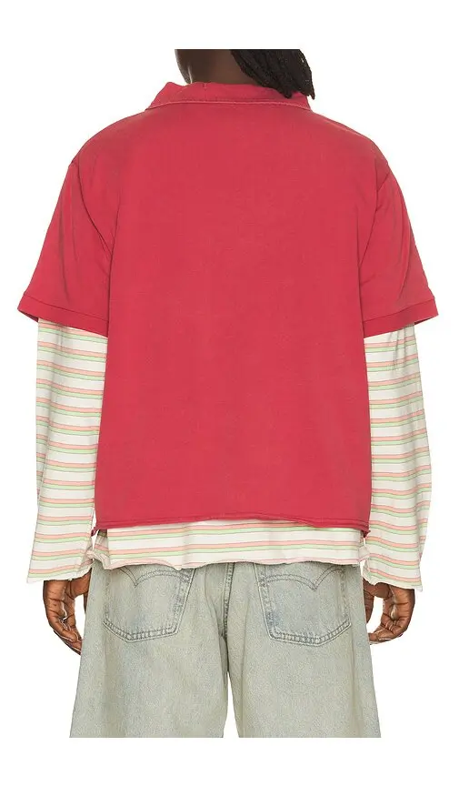 FOUND Double Layer Stripe Tee In Red