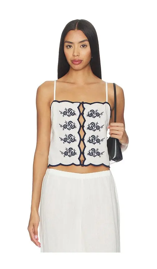 Cami Nyc Nazare Embroidered Linen Camisole - Macadamia