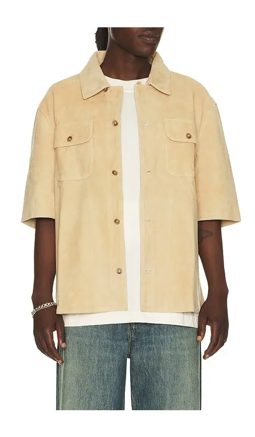 FOUND Suede Short Sleeve Camp Shirt