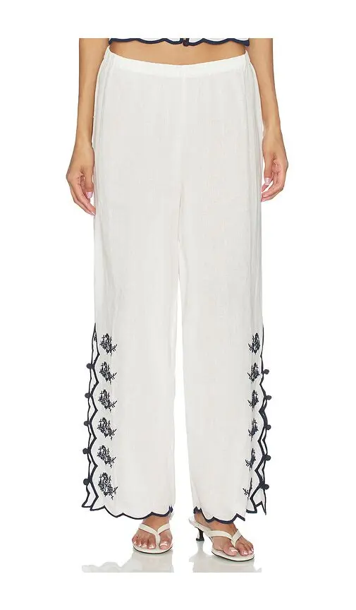 Cami Nyc Madrid Embroidered Linen Pant - Macadamia
