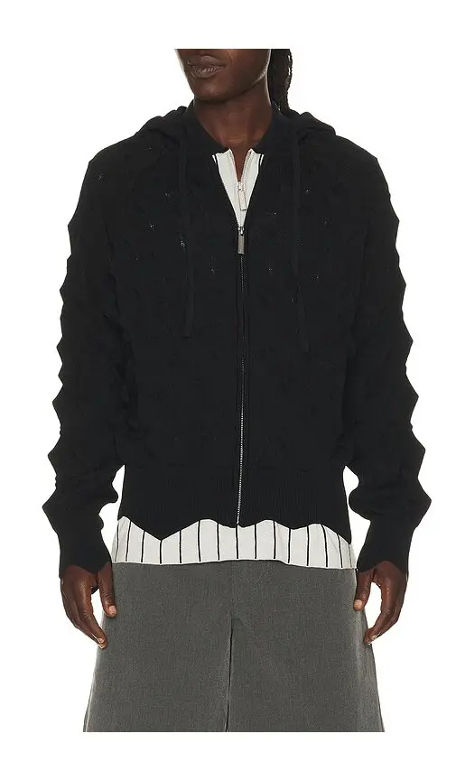 MADFRENZY Spiked Slim Zip Up Hoodie