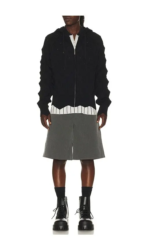 MADFRENZY Spiked Slim Zip Up Hoodie