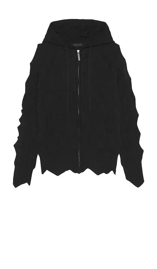 MADFRENZY Spiked Slim Zip Up Hoodie