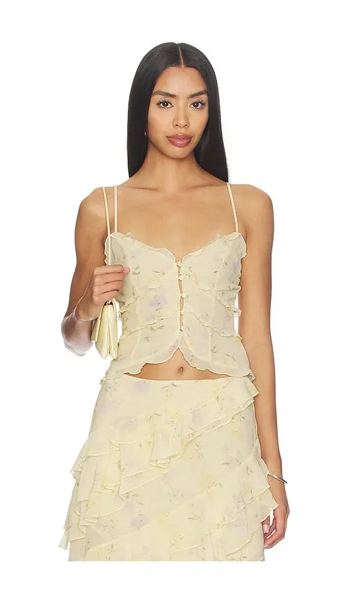 Tularosa Cecilia Top In Lemon - Pale Yellow Floral