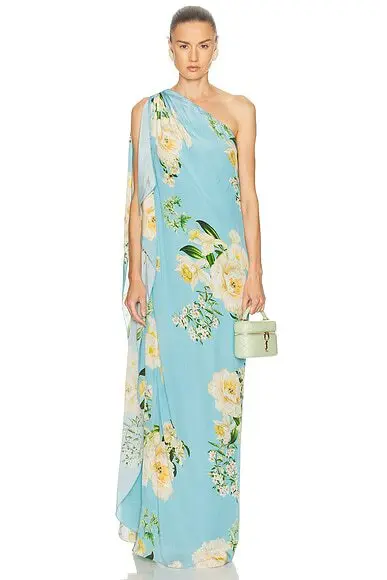 Hemant & Nandita Ajia One Shoulder Kaftan Dress - Blue