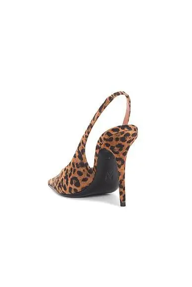 Amina Muaddi Anok 105 Suede Sling Back Pump - Printed Leopard