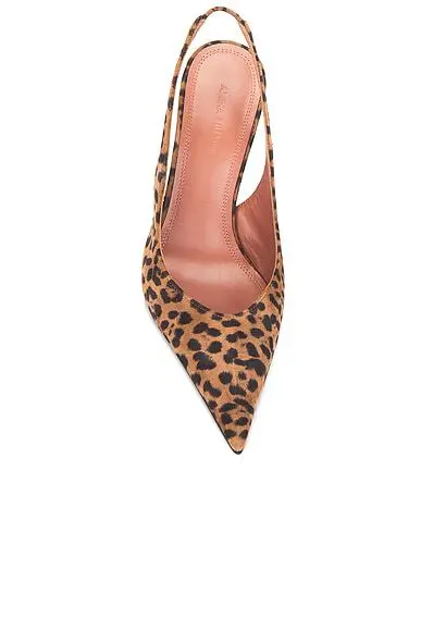 Amina Muaddi Anok 105 Suede Sling Back Pump - Printed Leopard