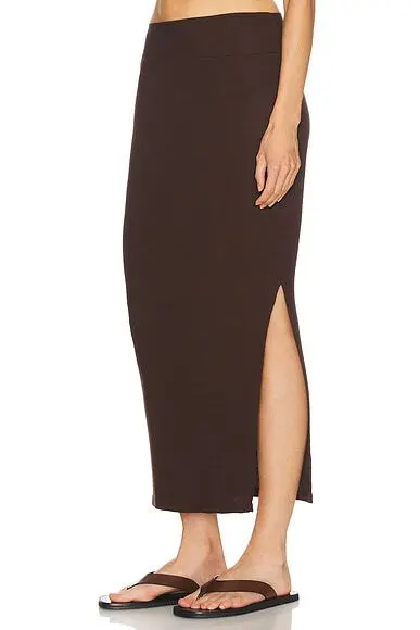 Enza Costa Silk Rib Essential Skirt - Chocolate