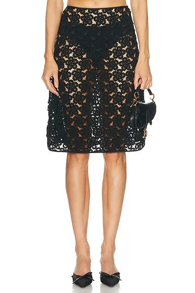 Miu Miu Macramé Anemone Skirt - Nero