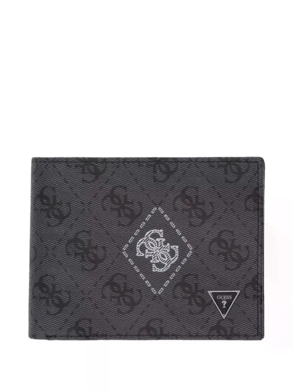 Guess Milano 4g Logo Monogram Patterned Wallet - Grey