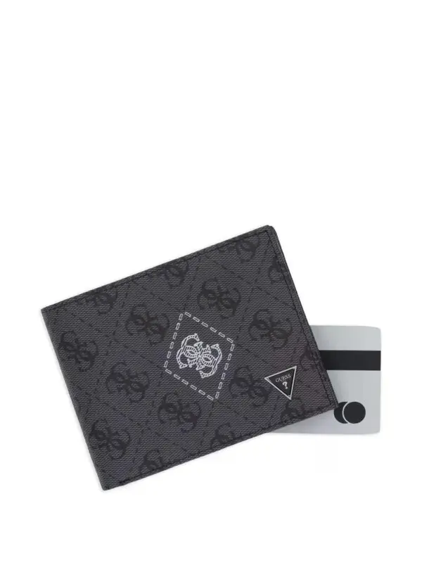 Guess Milano 4g Logo Monogram Patterned Wallet - Grey