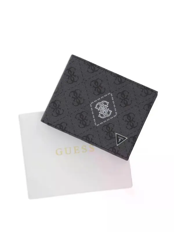 Guess Milano 4g Logo Monogram Patterned Wallet - Grey