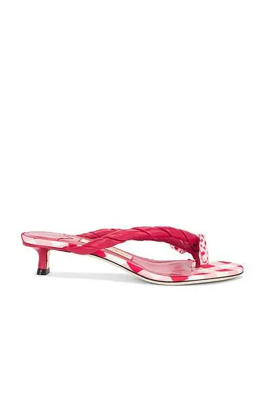 JIMMY CHOO Liss 35 Gingham Sandals - Ruby Red Mix