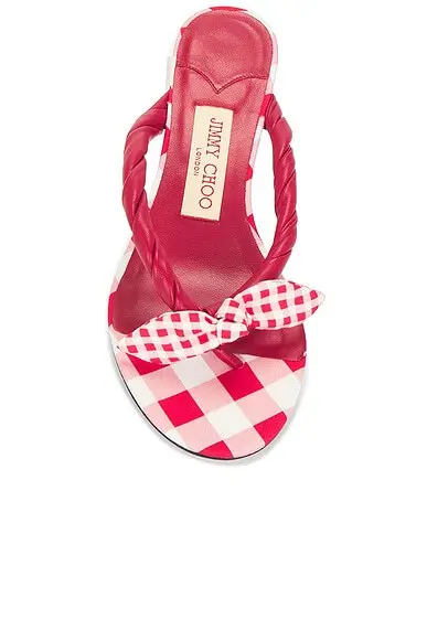 JIMMY CHOO Liss 35 Gingham Sandals - Ruby Red Mix