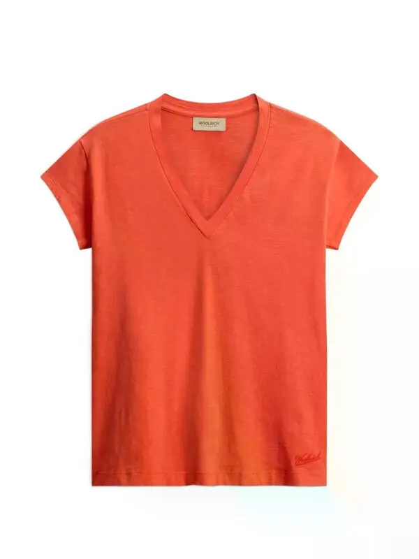 Woolrich Logo-embroidered V-neck T-shirt - Orange